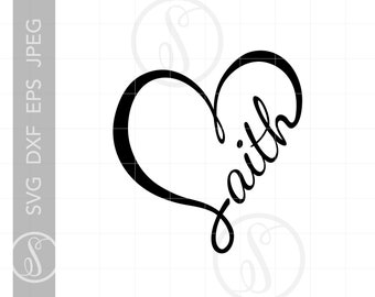 FAITH HEART Script Svg Cut Files Clipart Downloads Faith - Etsy