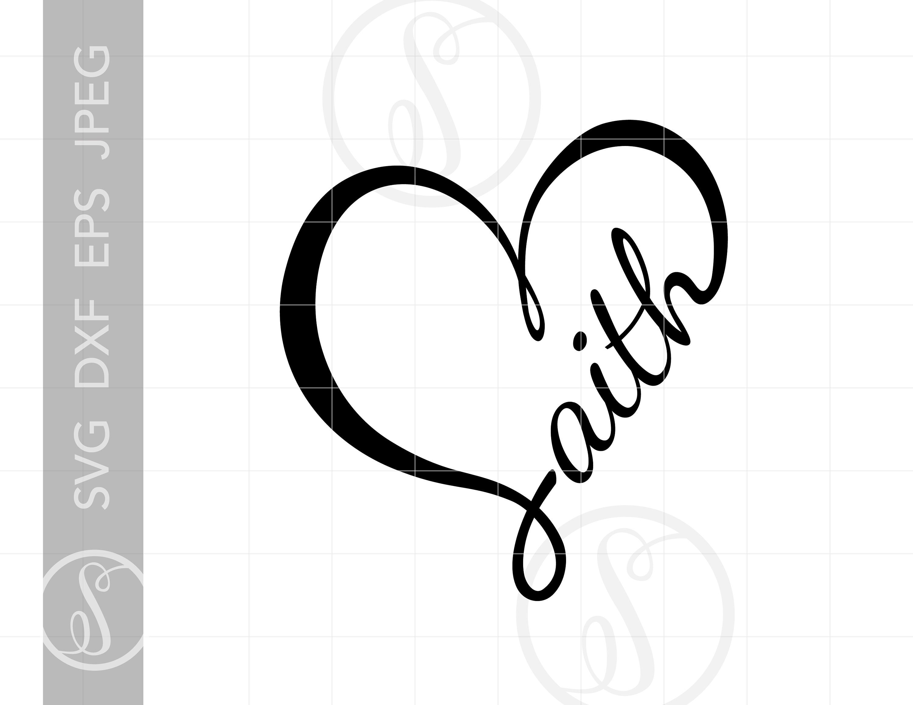 FAITH HEART Script Svg Cut Files Clipart Downloads / Faith | Etsy