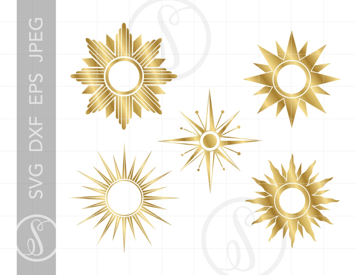 Gold Art Deco Stars SVG Downloads Art Deco Cut File Clipart - Etsy