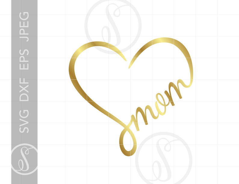 Gold Mom Script Heart SVG Clipart Gold Mom Script Heart | Etsy