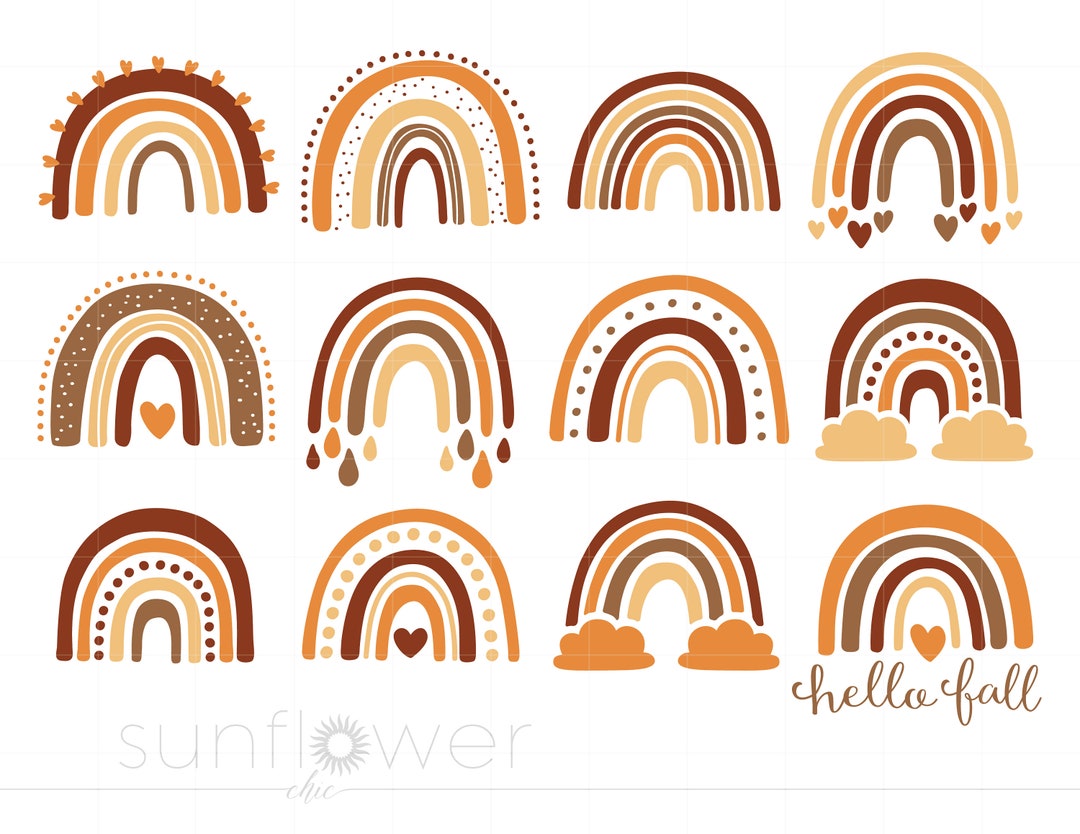 Fall Boho Rainbows SVG Bundle | Boho Rainbows Svg Clipart | Autumn Boho ...
