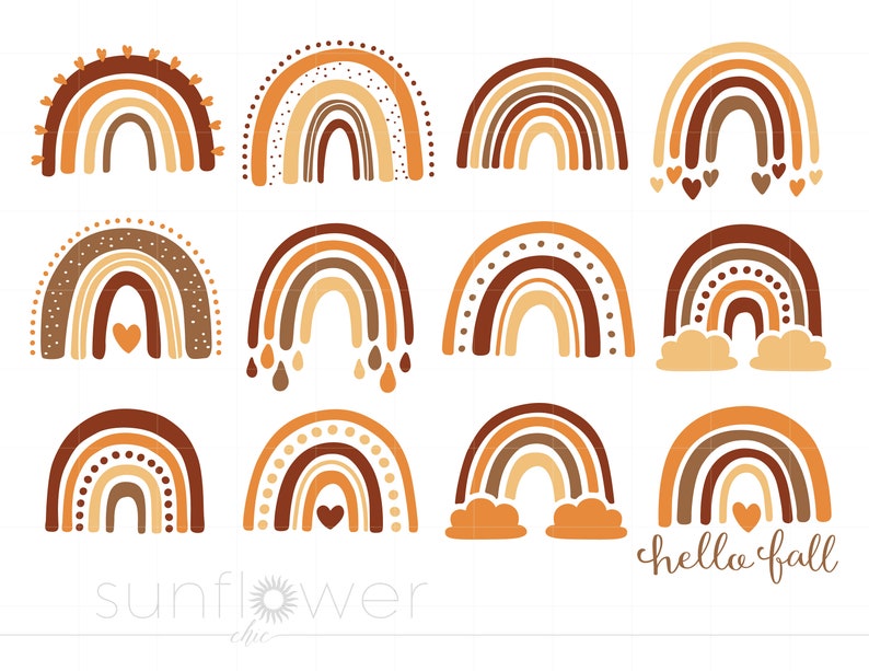 Fall Boho Rainbows SVG Bundle Boho Rainbows Svg Clipart - Etsy