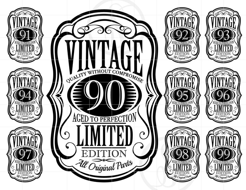 Vintage 90's SVG Vintage 90-99 SVG Clipart Aged to - Etsy