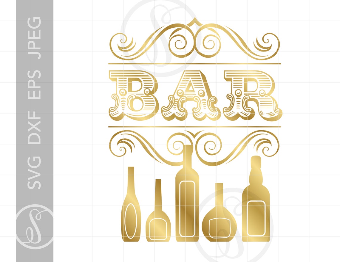 Gold BAR Svg Print and Cut Files | Gold BAR SVG Dxf Eps | Bar Sign Cut ...