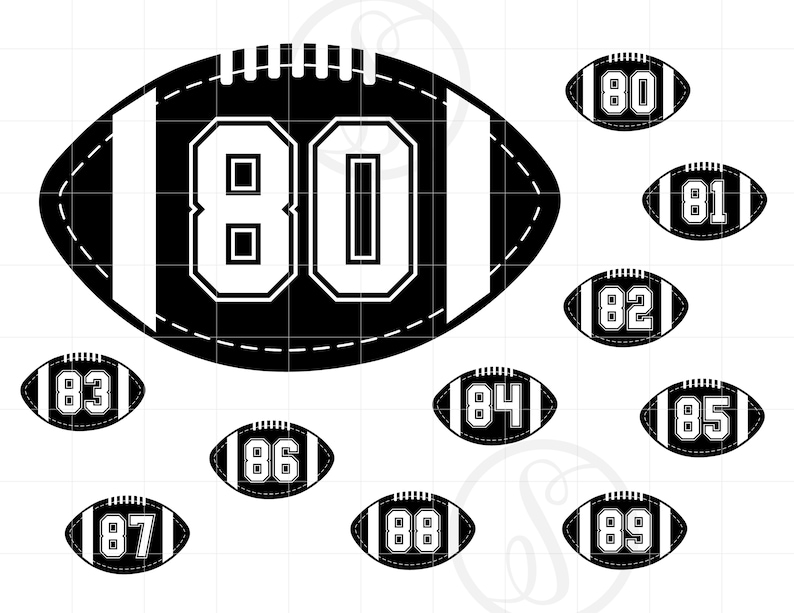 Football Numbers 80-89 SVG | Football SVG Cut File Cricut | Football ...