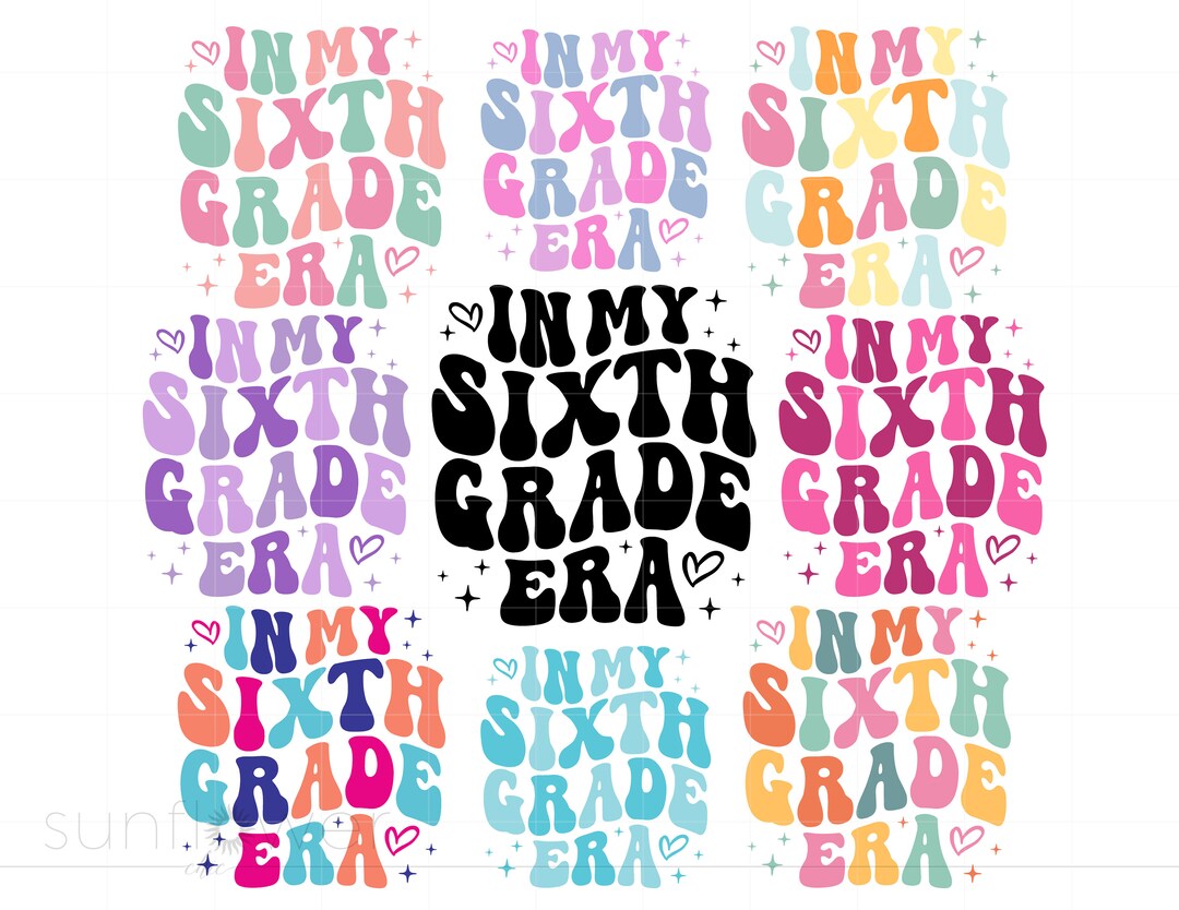 In My Sixth Grade Era SVG Bundle, Groovy Letters 6th Grade Svg, Teacher ...