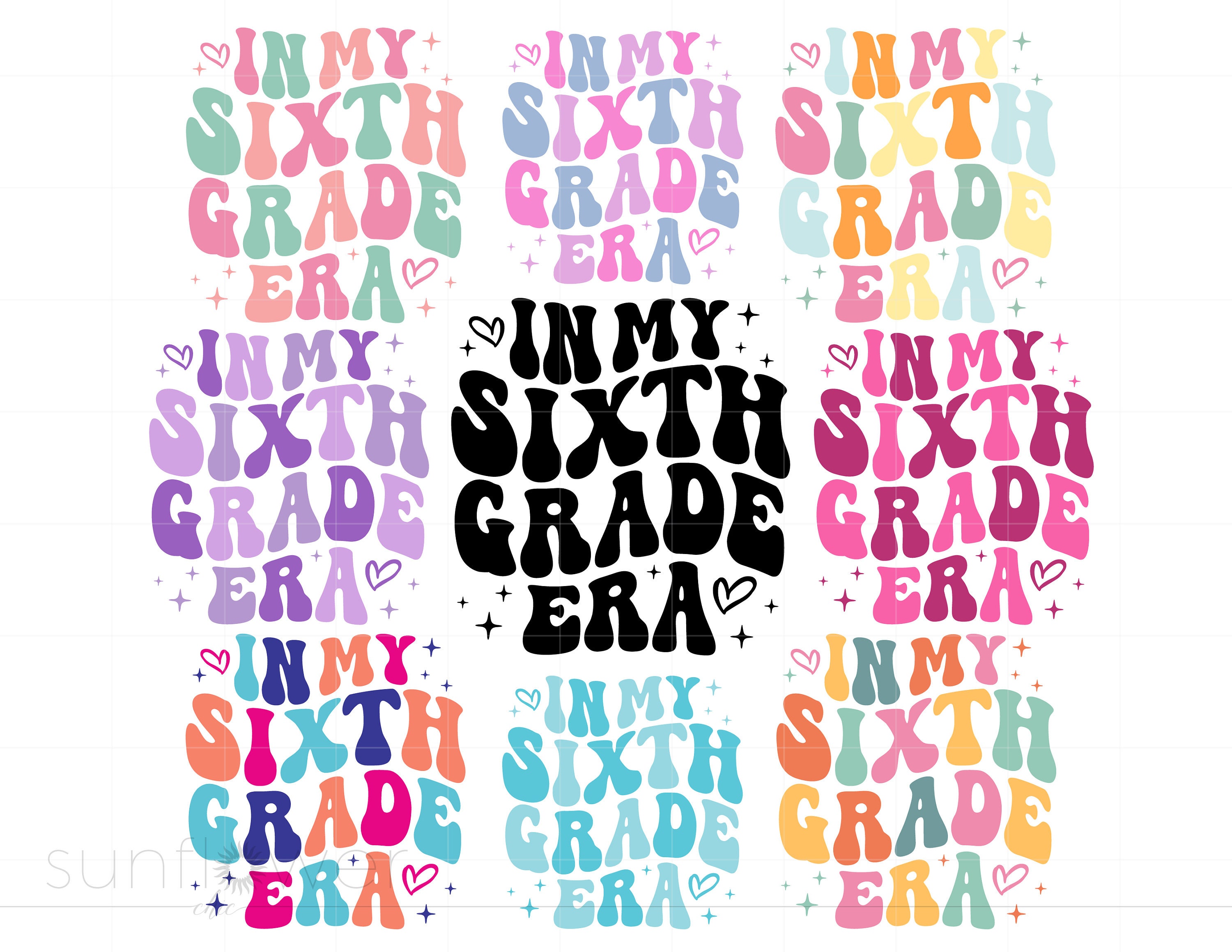 In My Sixth Grade Era SVG Bundle, Groovy Letters 6th Grade Svg, Teacher ...