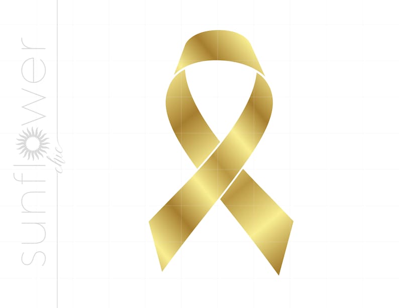 Gold Cancer Ribbon SVG Clipart | Gold Cancer Ribbon Silhouette Cut File ...