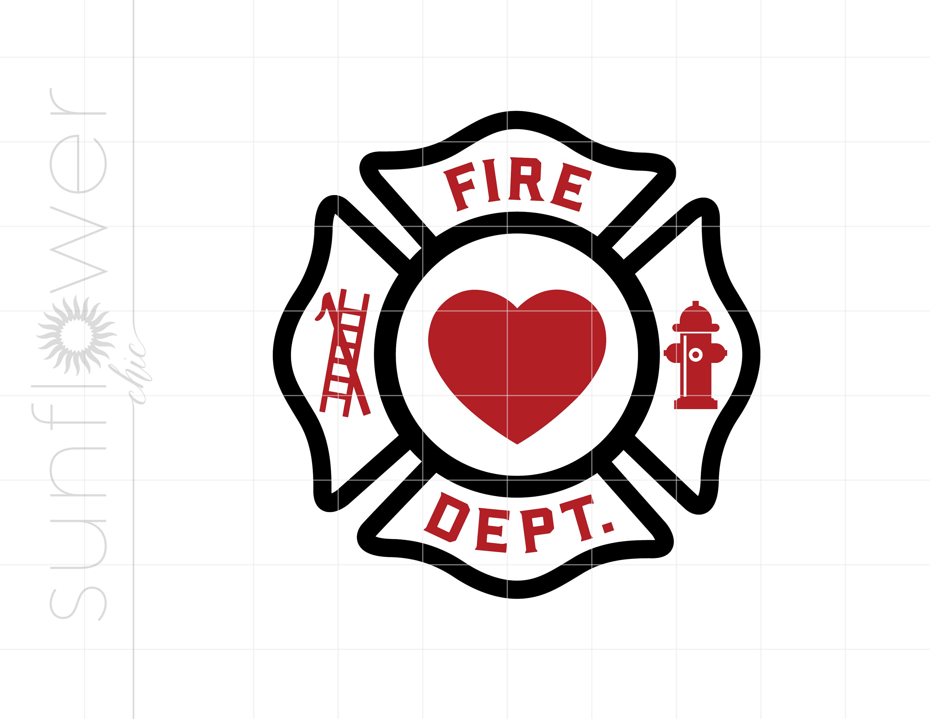 Fire Dept Svg | Fire Fighter Emblem Svg | Fire Dept Heart Svg | Fire ...