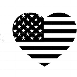 American Flag Heart Svg | USA Heart Clipart | Flag Silhouette Cut File ...