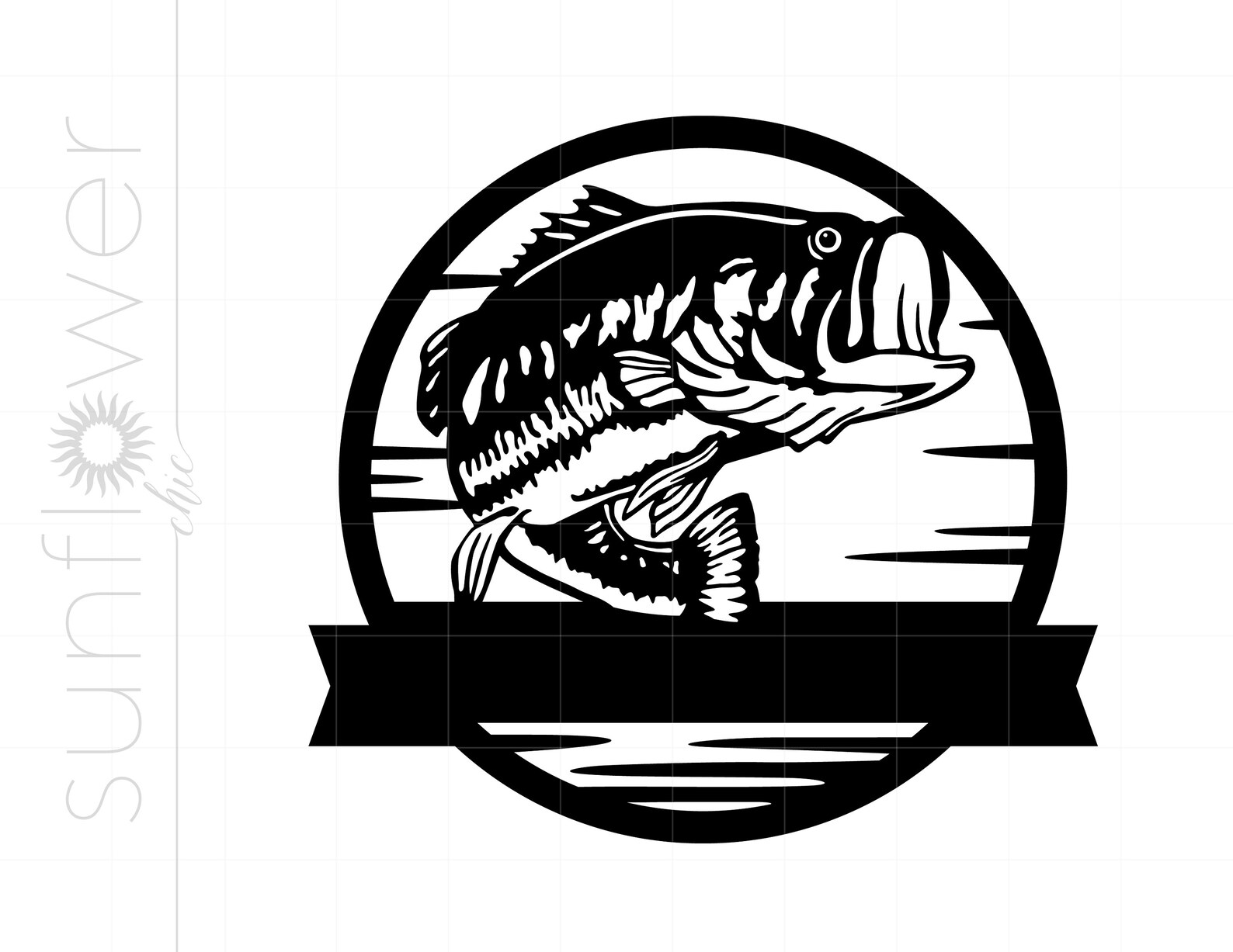 Fishing Monogram Design SVG Bass Fish Silhouette Download - Etsy