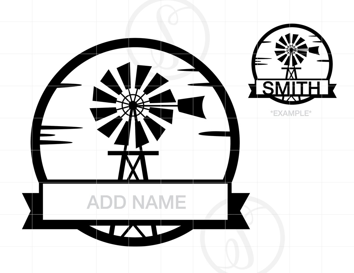 Windmill Name Frame SVG Windmill Silhouette Download Cut | Etsy