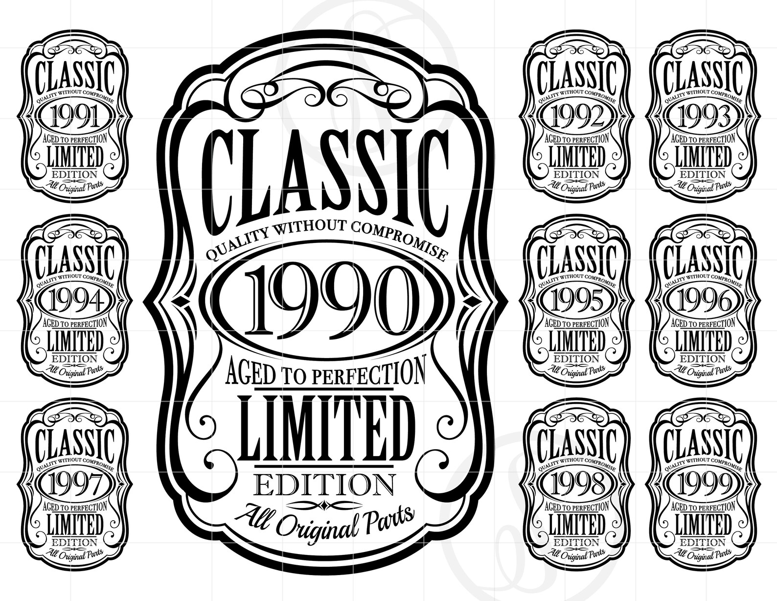 Classic 1990's SVG Classic 1990-99 SVG Clipart Aged to - Etsy