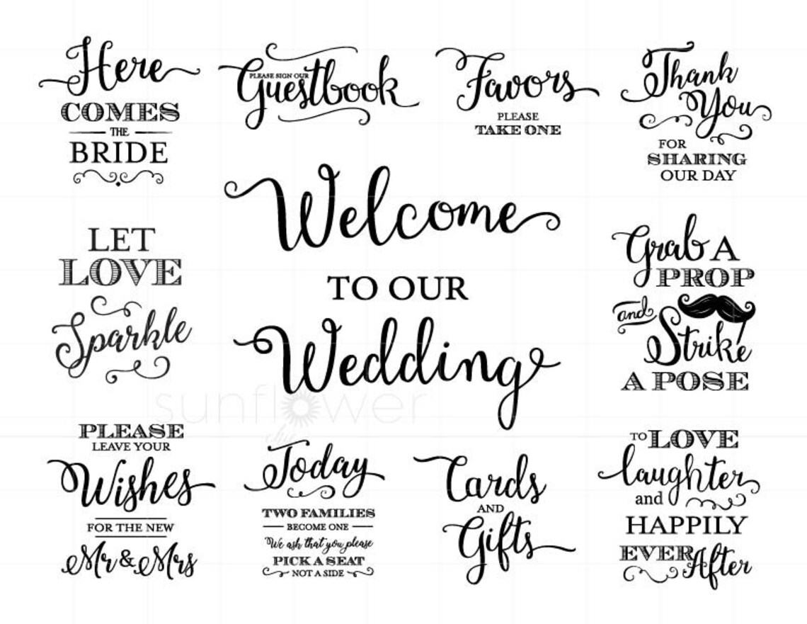 Wedding SVG Bundle Wedding Signs Svg Welcome to Our - Etsy