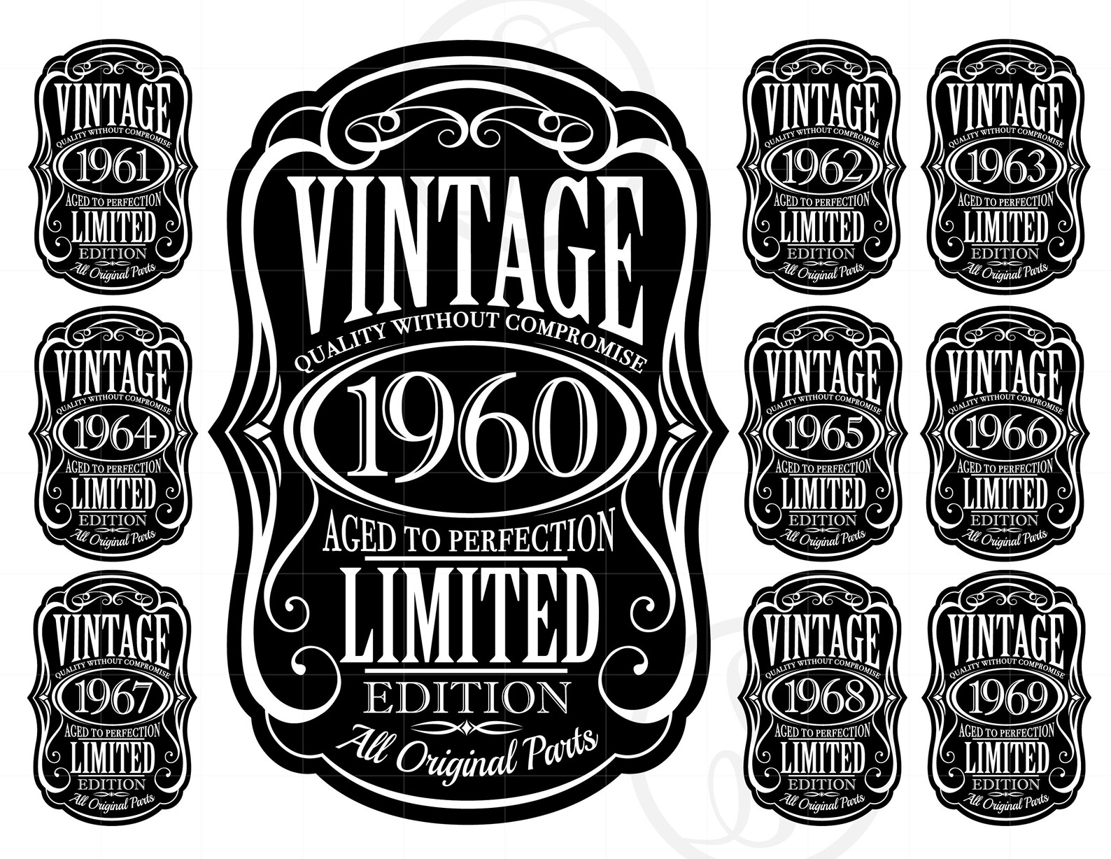 Vintage 1960's Whiskey Label SVG Downloads | Vintage 1960-69 SVG ...