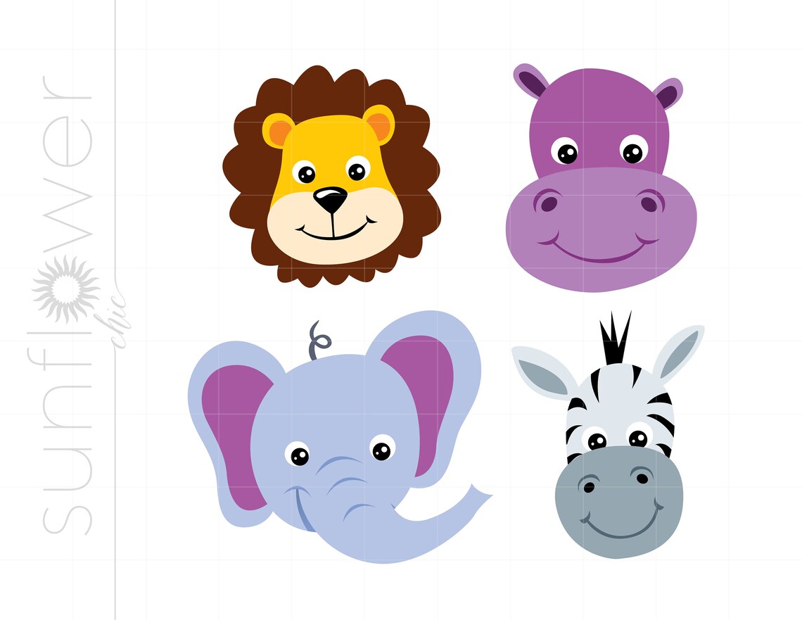 ZOO ANIMALS Svg Cut File Downloads | Lion Svg Hippo Svg Elephant Svg ...