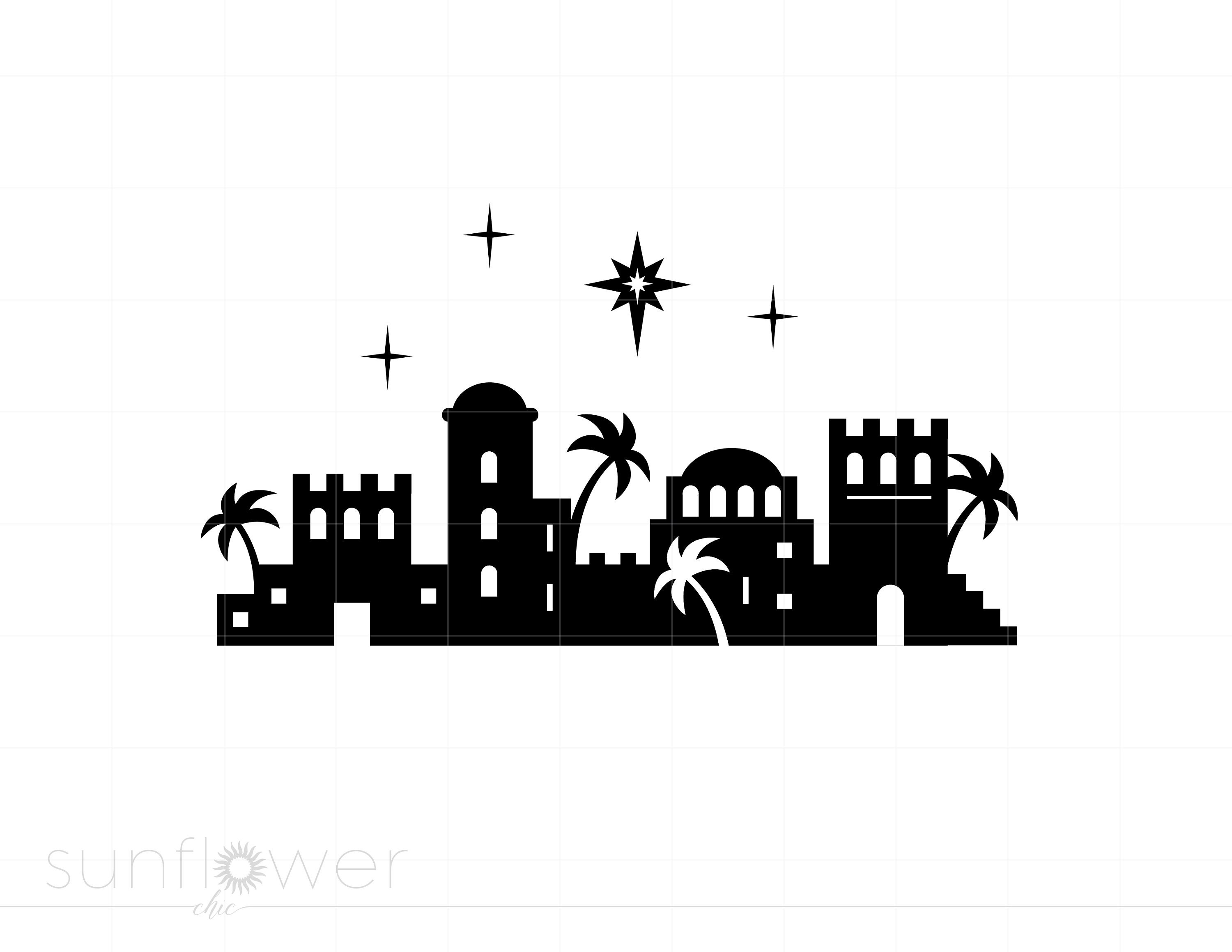Biblical Town SVG Clipart, Bethlehem Jerusalem Silhouette Cut File ...