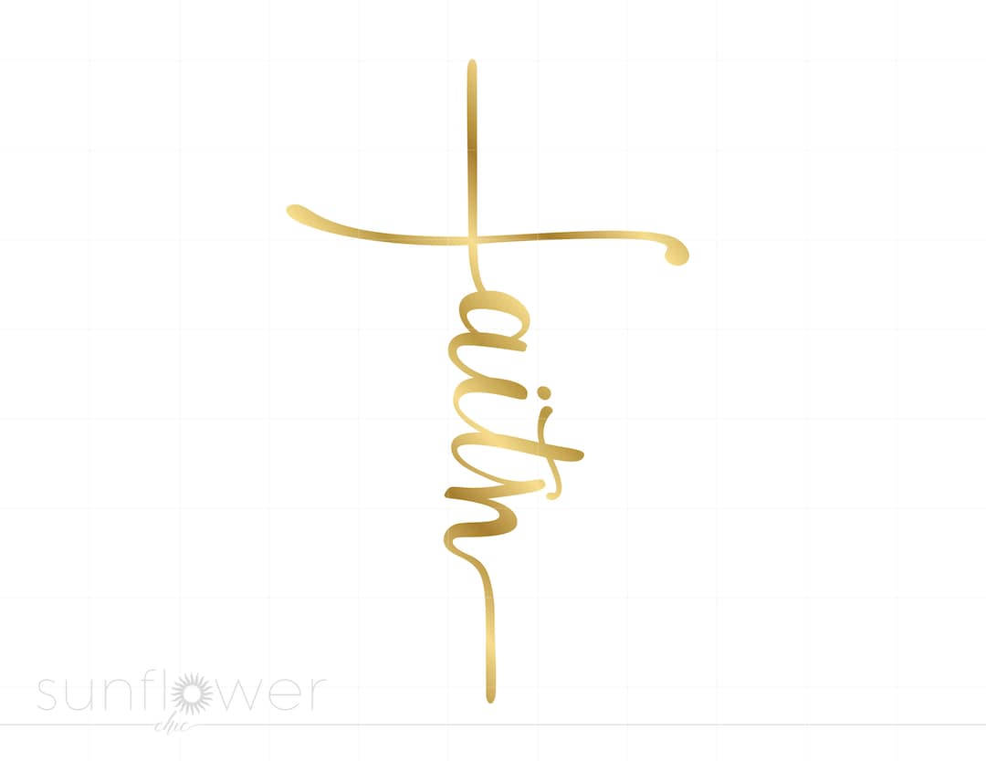 Gold Faith Cross Script Svg, Jesus Christian Faith Svg Dxf Pdf Cricut ...