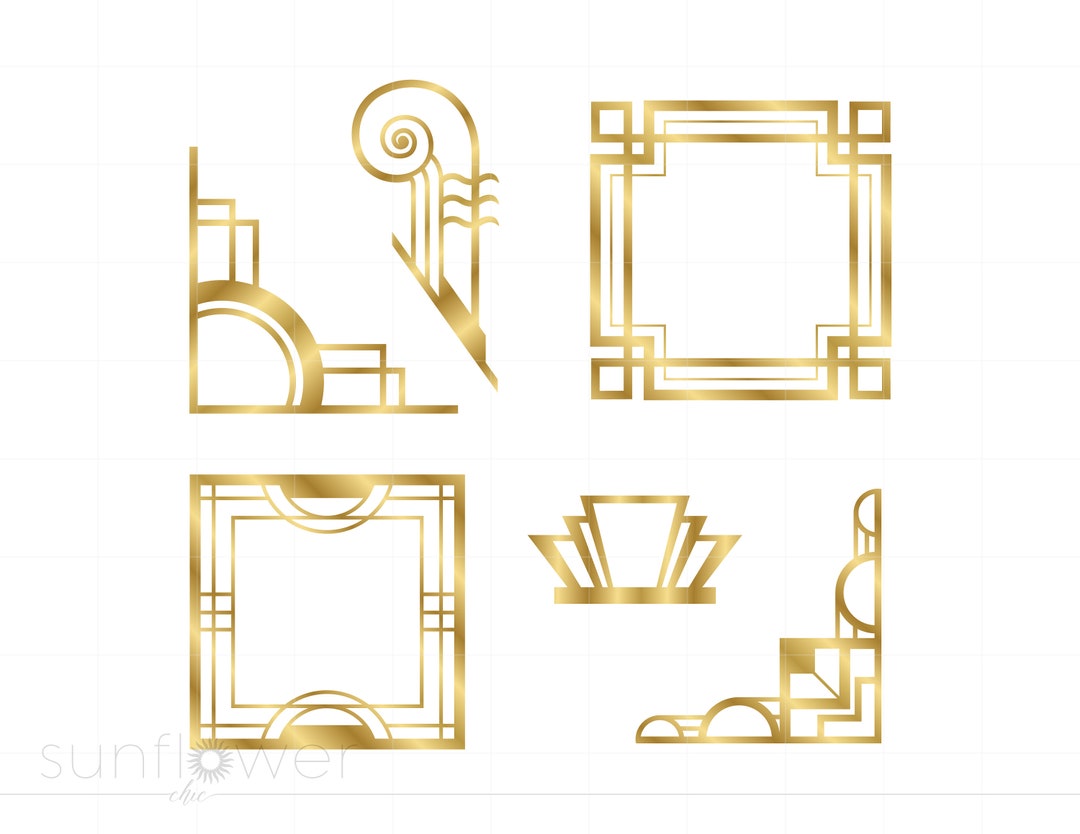 Gold Art Deco Svg Bundle, Great Gatsby Roaring 20's Svg Png Jpg Cricut ...