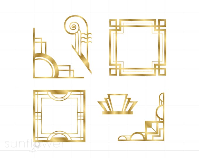 24 SVG, PNG (gold & Black), EPS - Art Deco, Roaring 20's, Great Gatsby ...