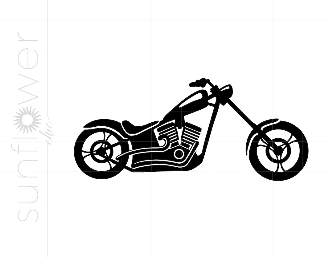 Motorcycle SVG Download, Chopper Motorcycle SVG Cut File Silhouette ...