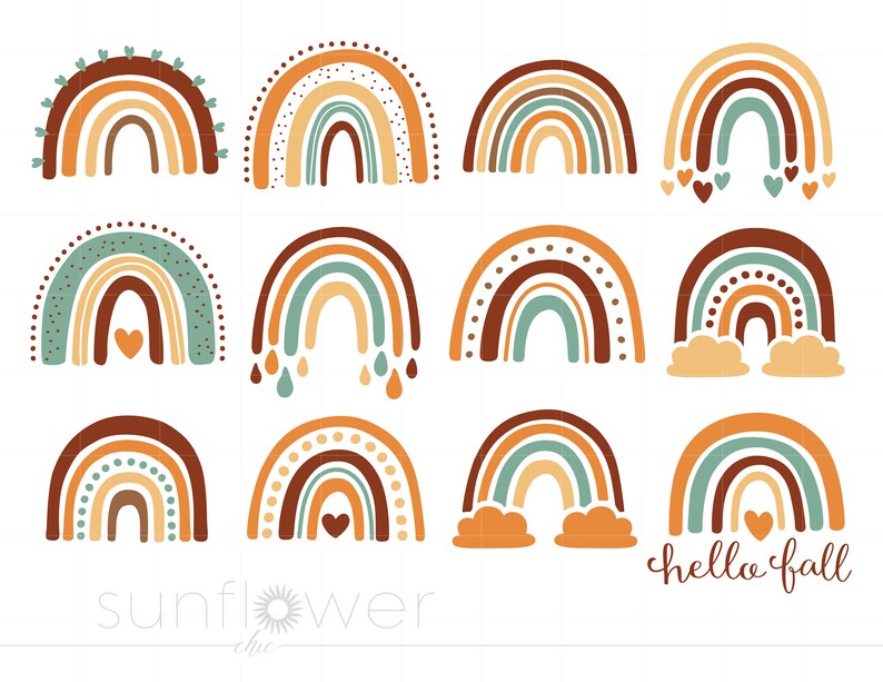 Fall Boho Rainbows SVG Bundle Boho Rainbows Svg Clipart - Etsy