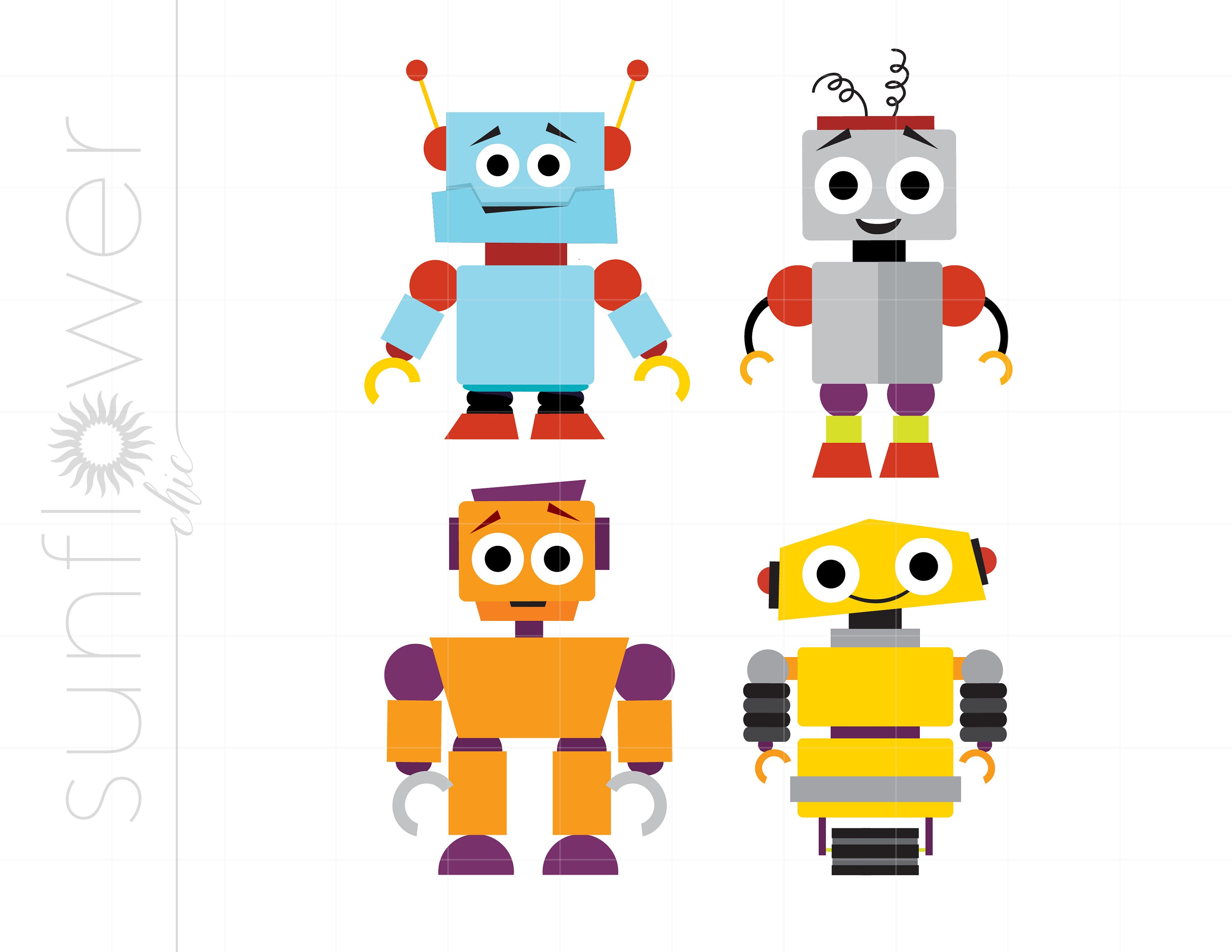 Robots Svg Cut File Clipart Downloads Robot Party Svg Dxf - Etsy Canada