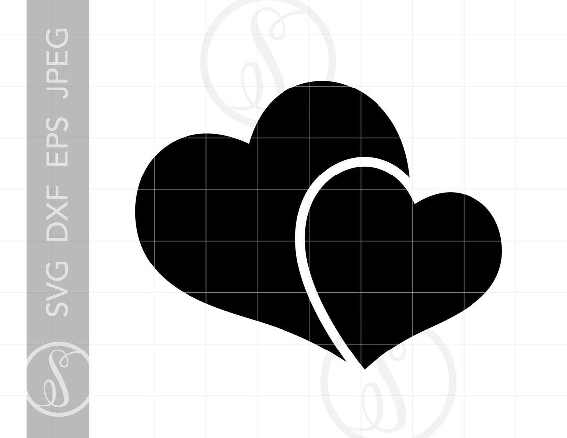 Two Hearts SVG Two Hearts Clipart Two Hearts Silhouette - Etsy