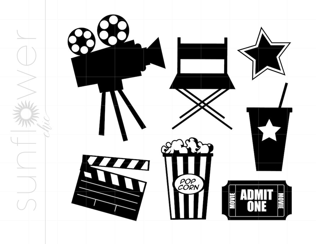 Movie Theme Svg Cut File Clipart Downloads | Movie Ticket Svg Popcorn ...