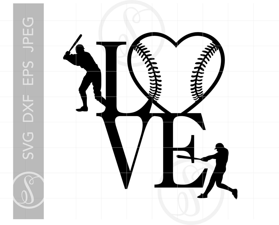 Love Baseball SVG Clipart Love Baseball Silhouette Cut File - Etsy