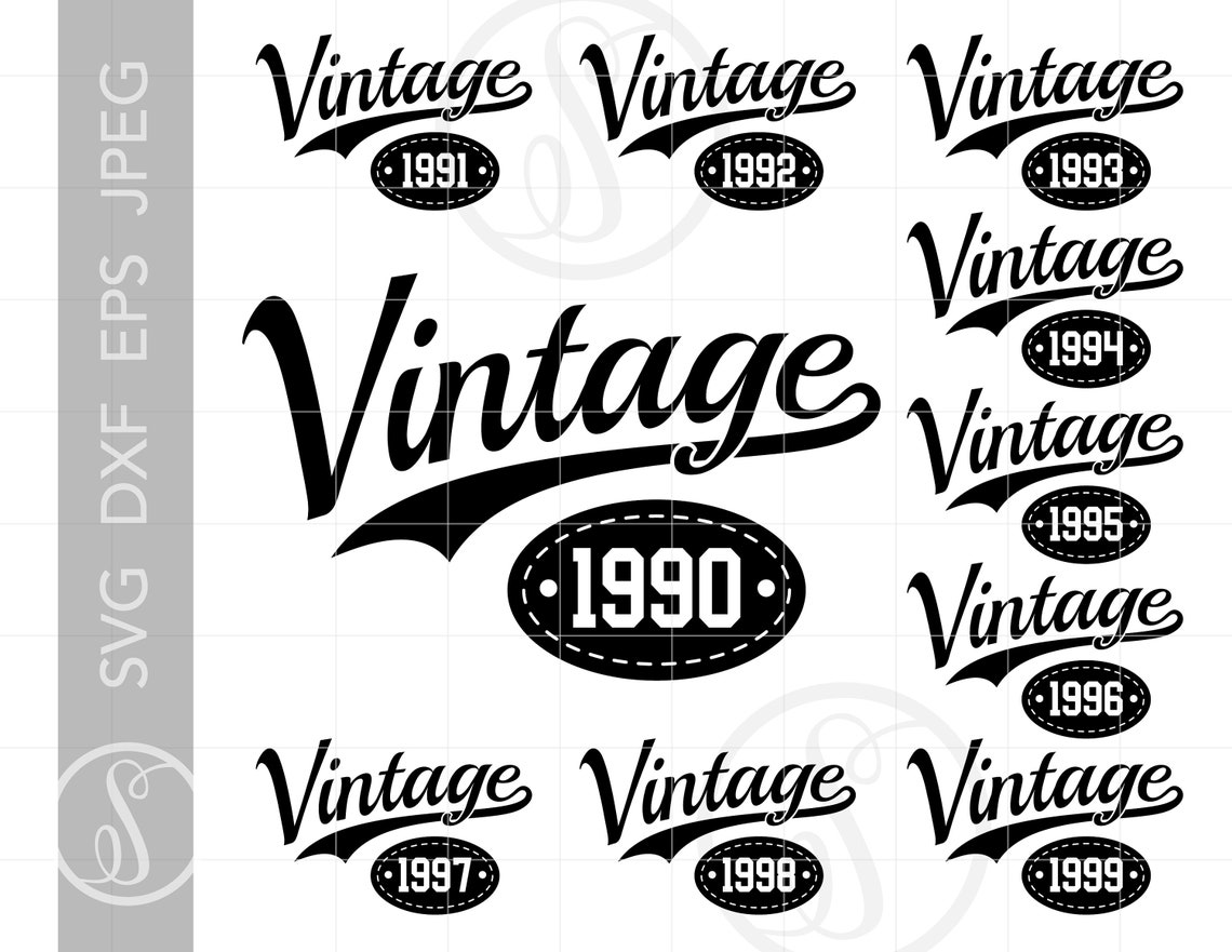 Vintage 1990-99 SVG Clipart Vintage 1990-99 Cut File for - Etsy