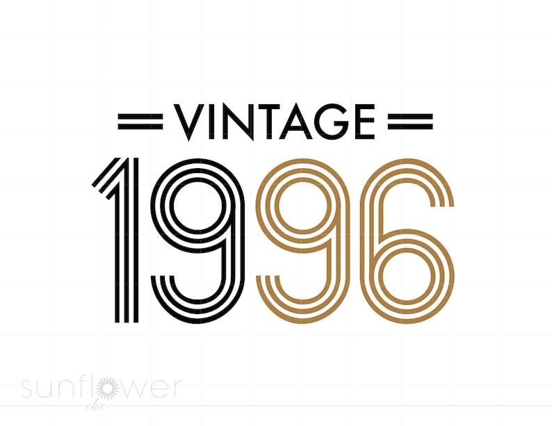 1996 Birthday Svg Clipart, Vintage 1996 Vector Svg Jpg Eps Pdf Png Dxf ...