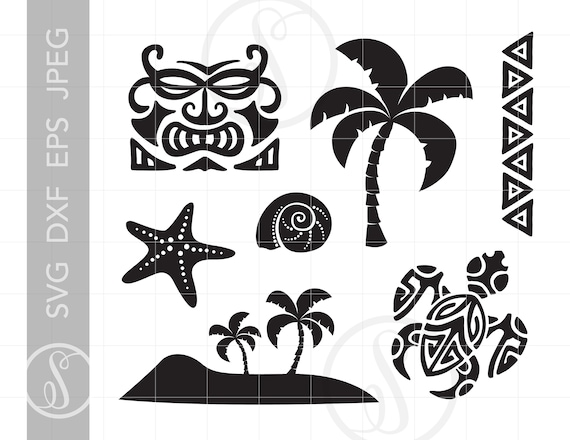 Tropical Art Hawaiian Svg Cut File Clipart Downloads Tiki | Etsy