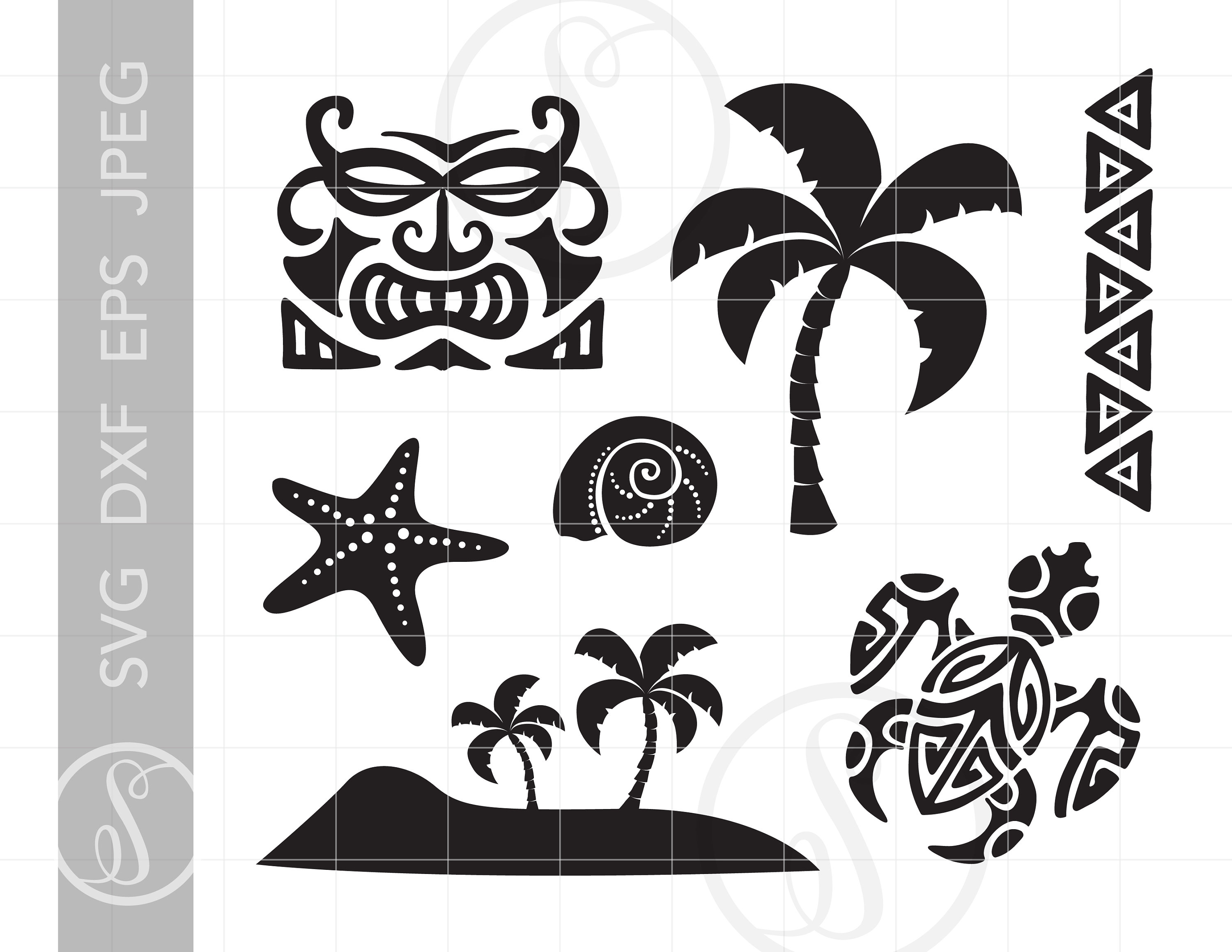 Tropical Art Hawaiian Svg Cut File Clipart Downloads Tiki | Etsy