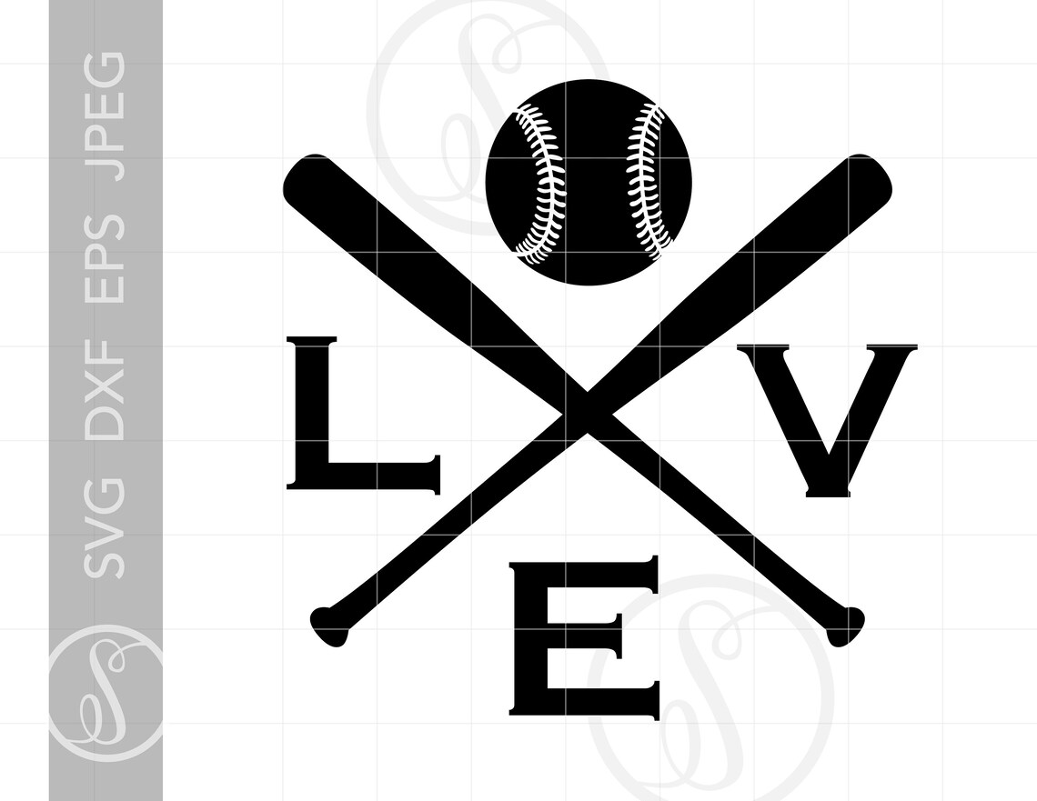 Baseball Love Svg Cut Files Crossed Baseball Bats Svg Etsy