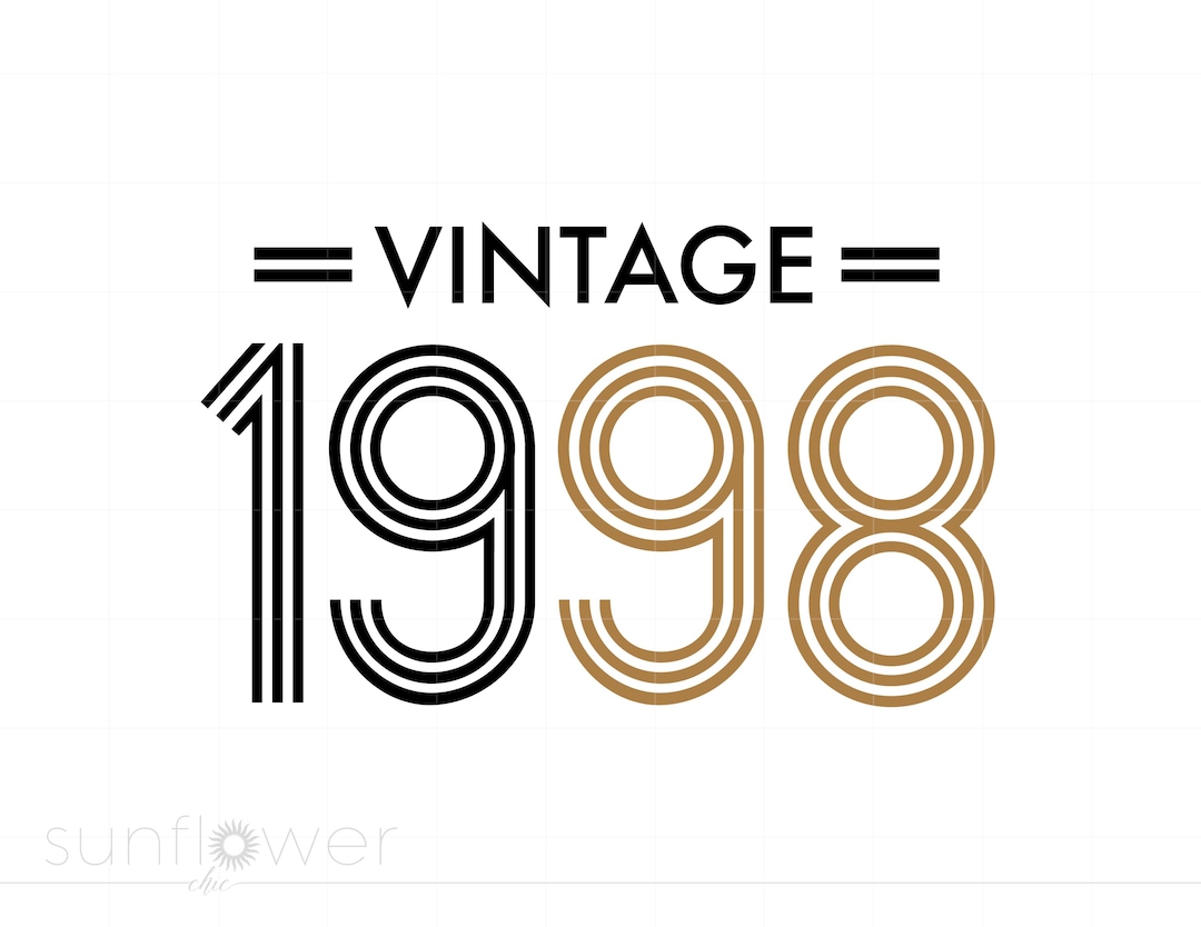 1998 Birthday Svg, Vintage 1998 SVG Clipart, Vintage 1998 Cut File ...