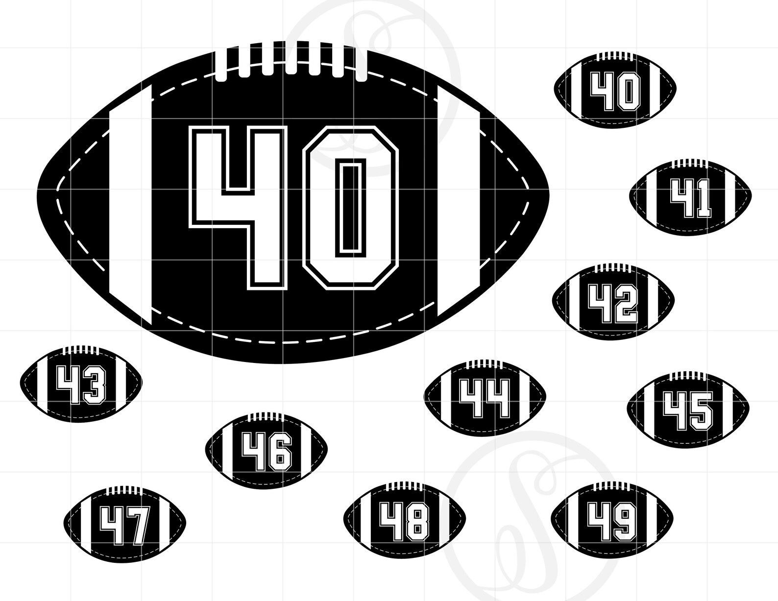 Football Numbers 40-49 SVG Football SVG Cut File Cricut - Etsy