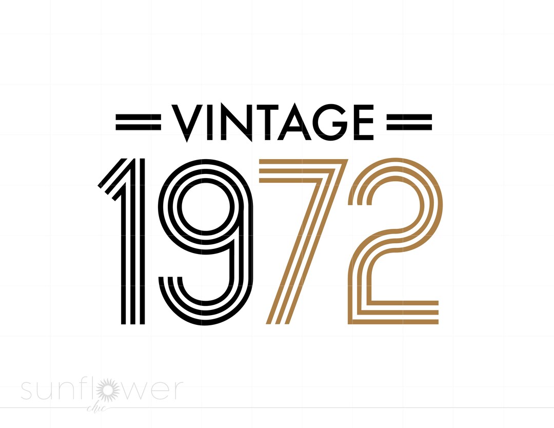 1972 Birthday SVG Clipart, Vintage 1972 Cut File for Cricut, Vintage ...