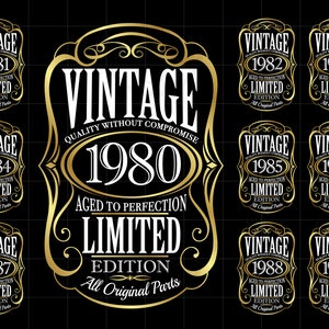 Gold Vintage 1980's SVG | Vintage 1980-89 SVG Clipart | Gold Aged to ...