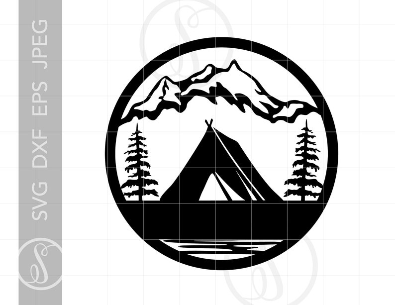 Mountains Camping Monogram Design SVG Tent Mountain | Etsy