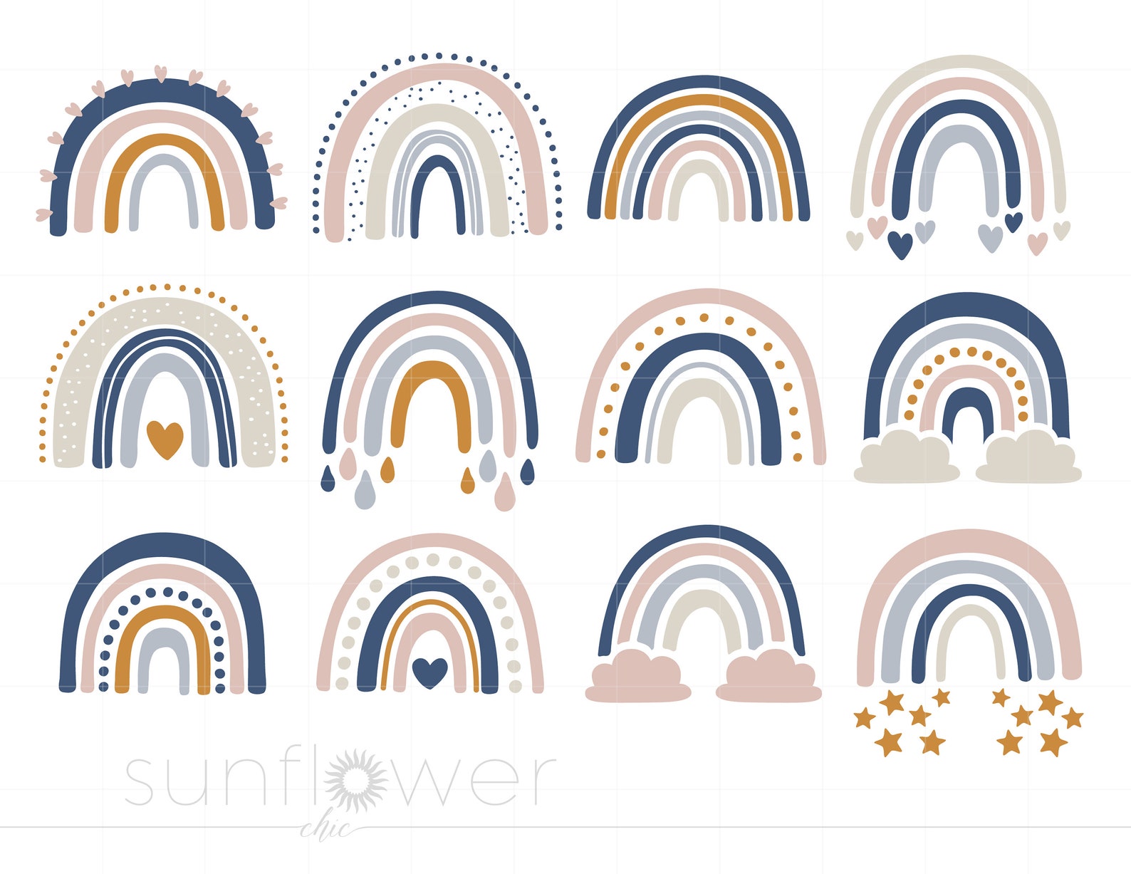 Rainbow Svg Boho Rainbows SVG Bundle Boho Svg Clipart - Etsy