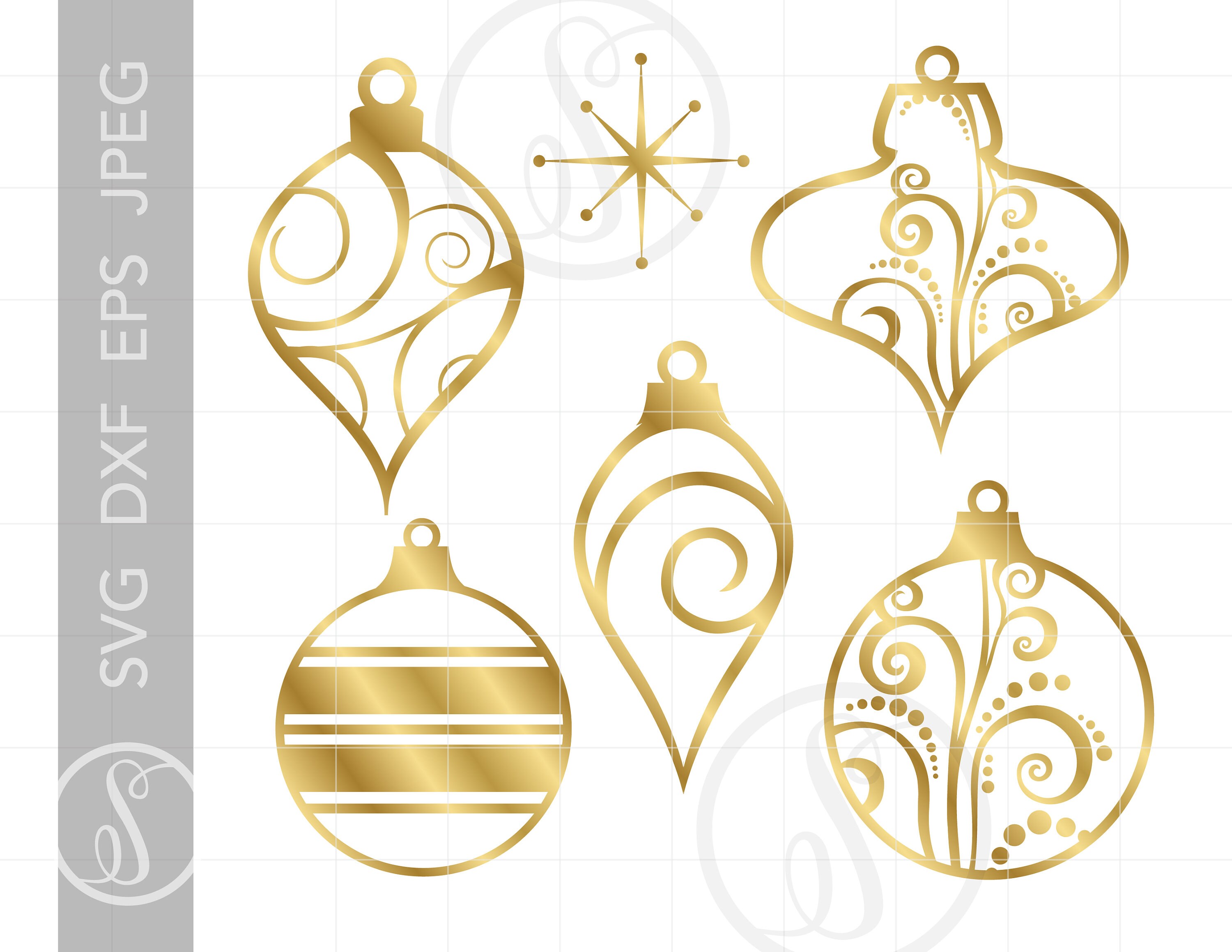 Gold Ornaments Svg Cut File Clipart Downloads Gold Christmas | Etsy