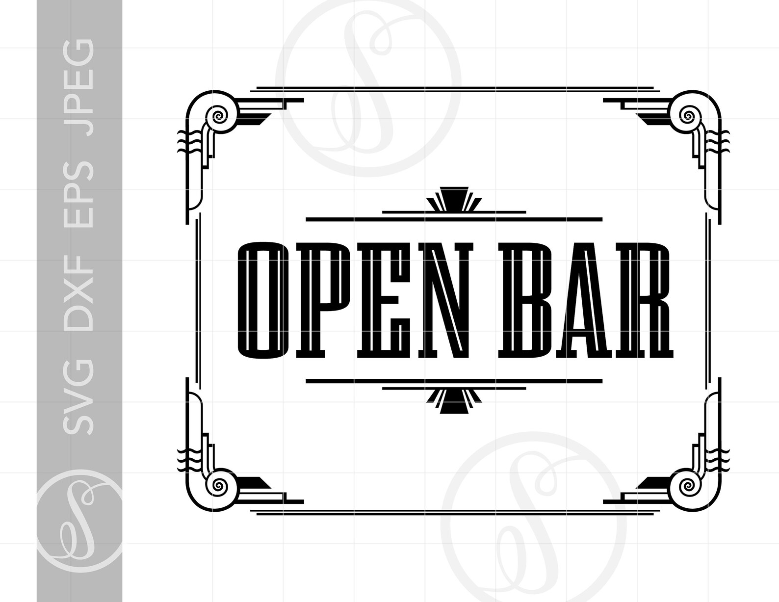 Open Bar SVG Download Art Deco Gatsby Open Bar Sign Cut File - Etsy