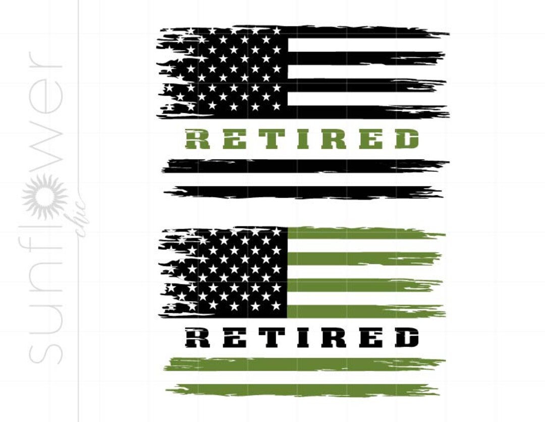 Retired Military Flag Svg | Distressed American Flag Svg | Thin Green ...