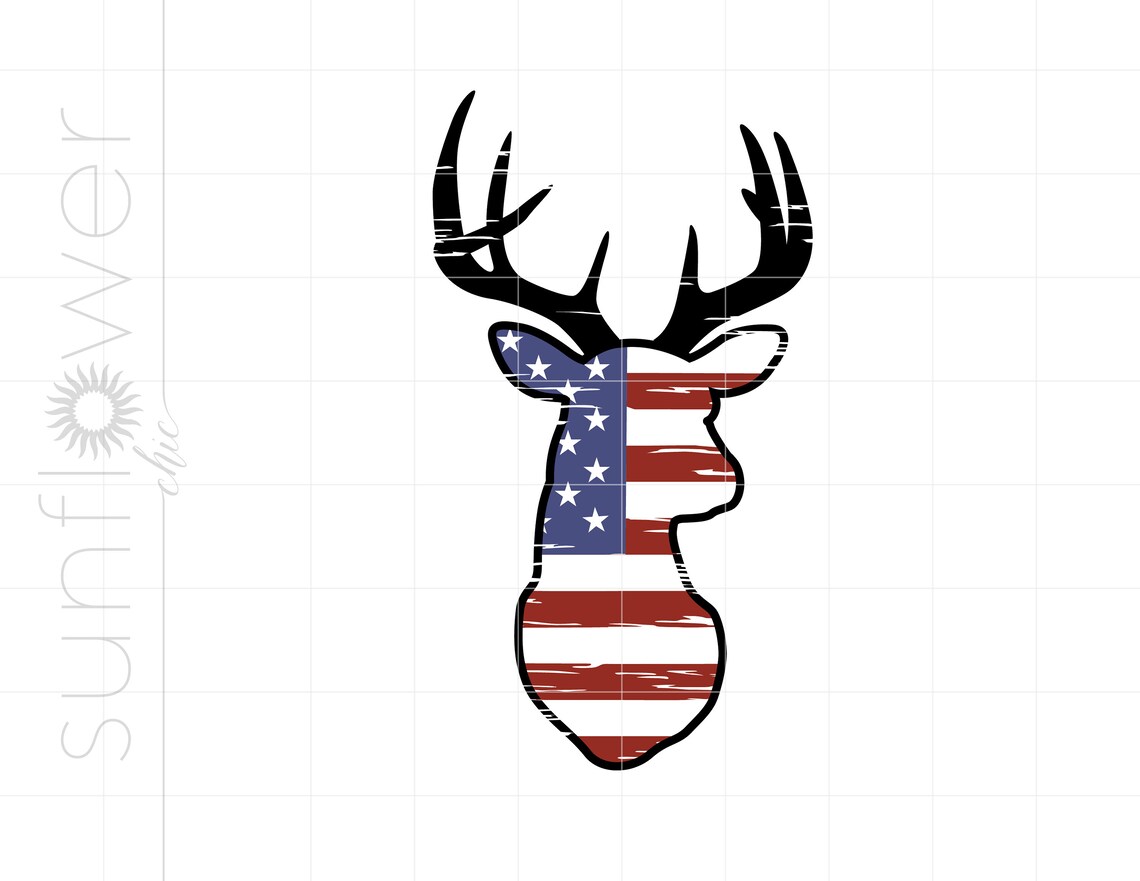 American Flag Deer Head Svg US Flag Deer Svg Cut Files - Etsy
