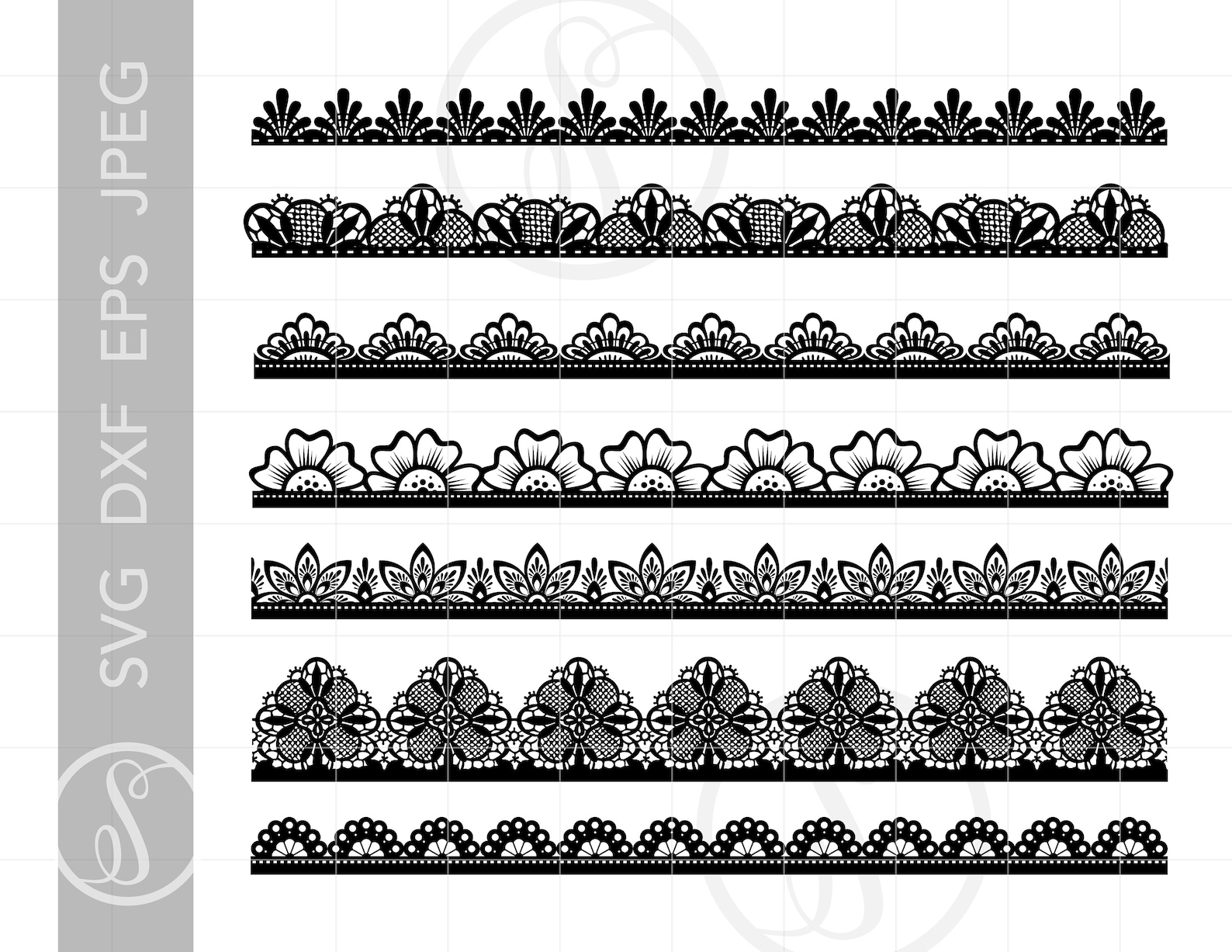 Lace Svg Cut File Clipart Downloads Lace Borders Svg Dxf Pdf | Etsy