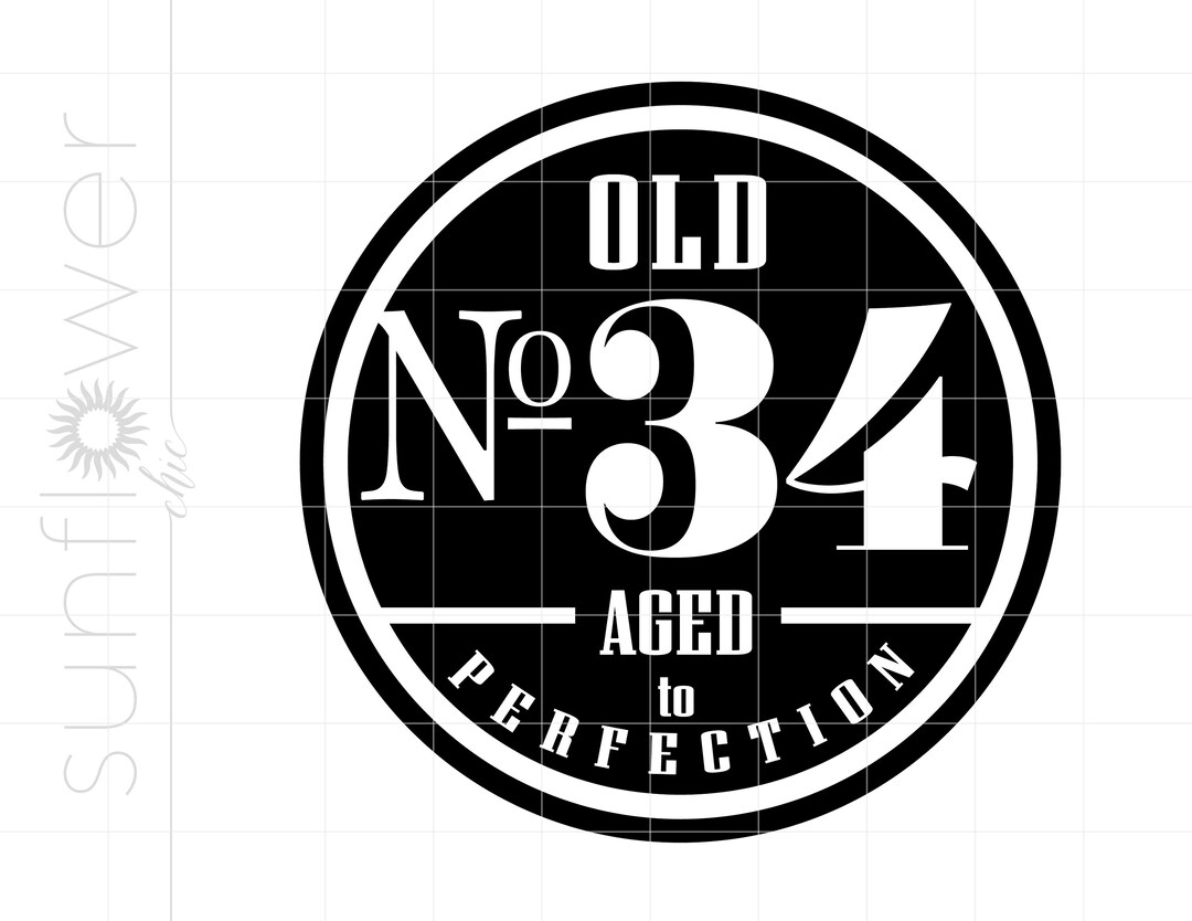 Old Number 34 SVG Clipart | 34th Cut File for Cricut | Old No. 34 Aged ...