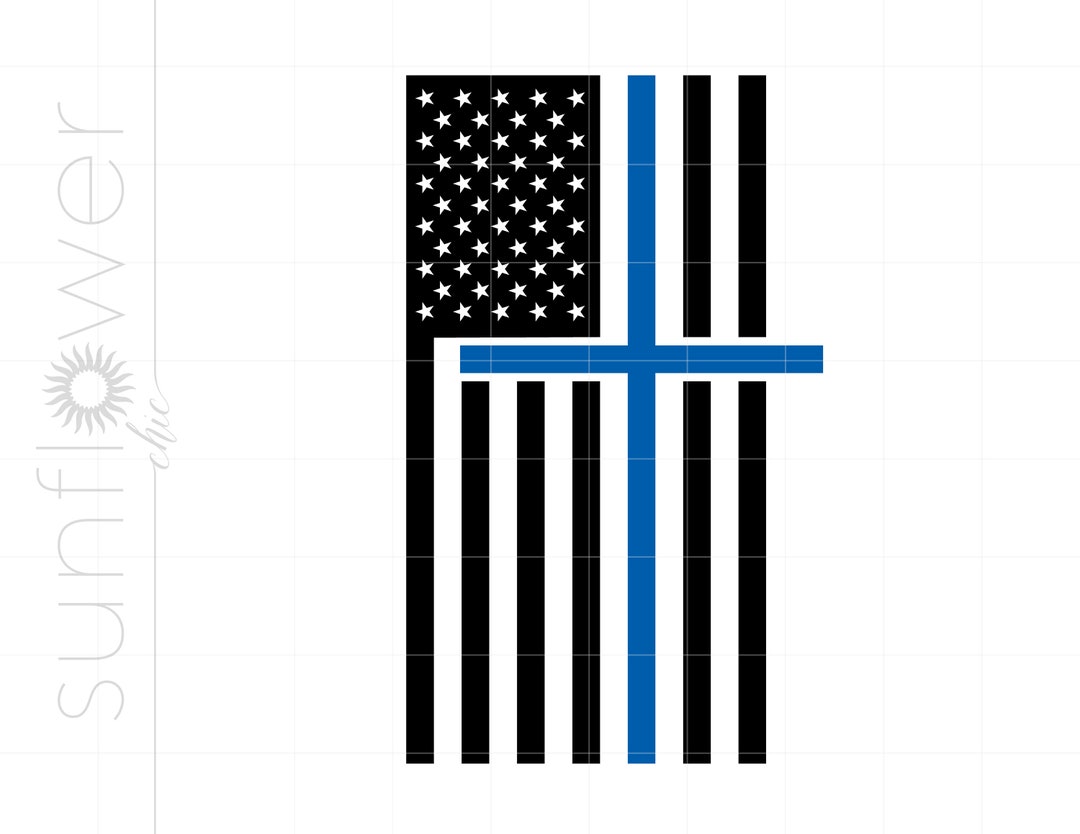 American Police Cross Flag Svg, Personalize Flag Template Svg, Blue ...
