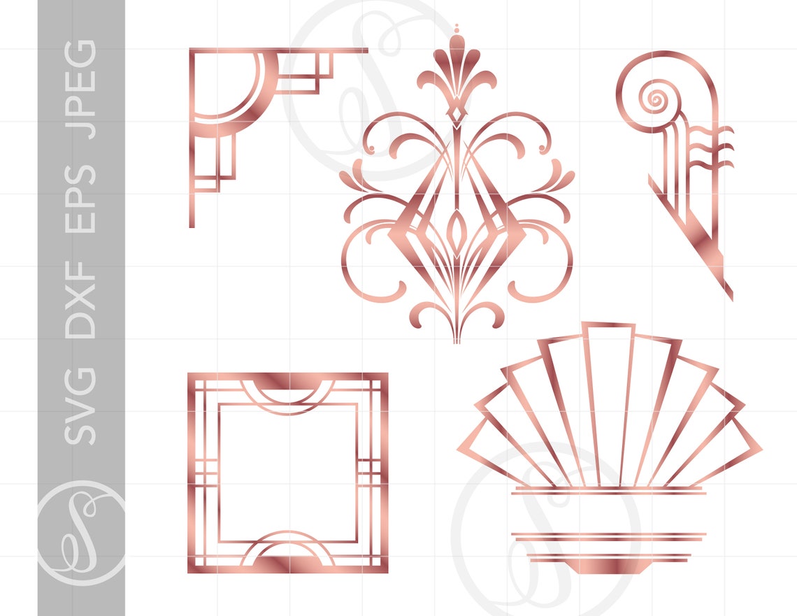 Rose Gold Art Deco SVG Dxf Eps Jpeg Downloads Art Deco Gold - Etsy