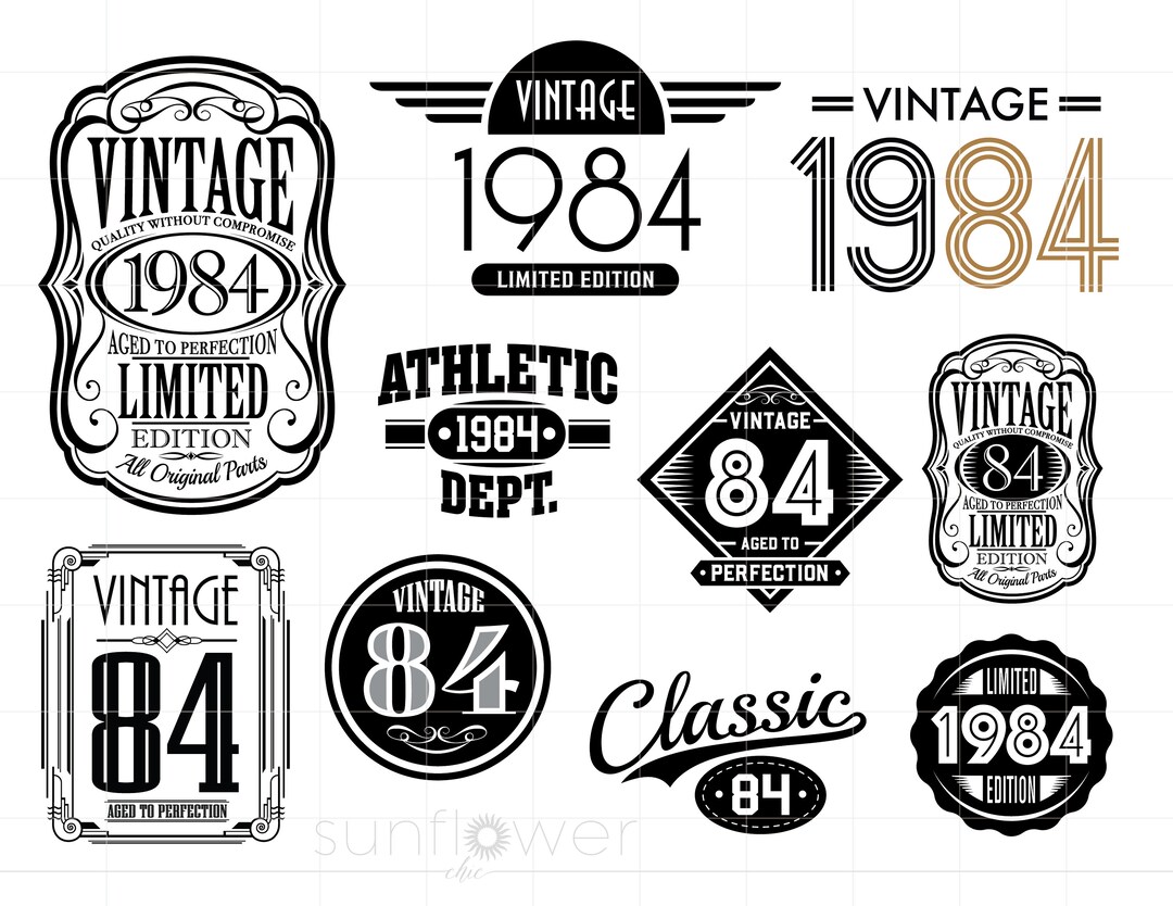 1984 SVG Bundle Downloads | 1984 SVG Clipart Designs | 1984 Birthday ...